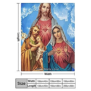 Virgin Mary Jesus Our Lady of Guadalupe Christmas Nativity Cross Festivals Blanket Flannel Fleece Soft and Warm Comfortable for Sofa Bedroom Winter Office and Tourist Camping 60x50 Inch