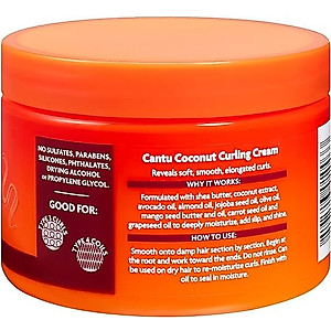 Cantu Natural Hair Coconut Curling Cream 12 Ounce Jar (2 Pack)