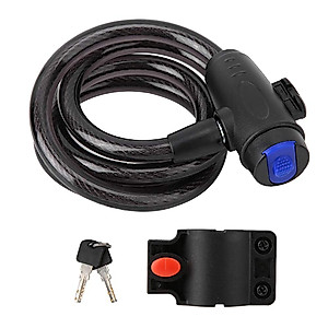 Wear-Resistant with Mounting Bracket Anti-Theft Bike Lock, Black Durable Bike Lock, Coiled Bike Locks for Indoor Outdoor