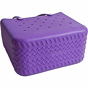 OversizedRubber Beach Bag Waterproof EVA Portable Handbag Travel Bags with Holes Tote Bag for Beach Outdoor Boat Pool Work Sports (purple, oversized)