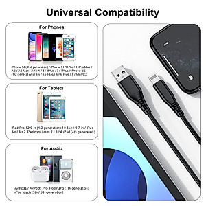 Cabepow Short Lightning Cable 1Ft, [3Pack] 1 Foot iPhone Charger Cables,1 Feet Apple Charging Cord Compatible with iPhone 11/Pro/X/Xs Max/XR/8 Plus /7 Plus/6/ iPad