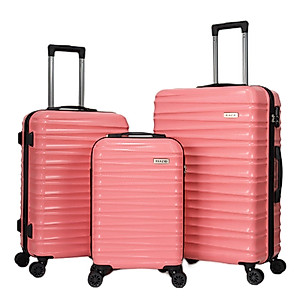 MIAZIB Suitcases with Wheels Luggage sets 3 Piece Large Suitcase with Spinner Wheels Clearance Luggage sets Suitcases for Women Hard Carry on Luggage Rolling Luggage set (Pink)