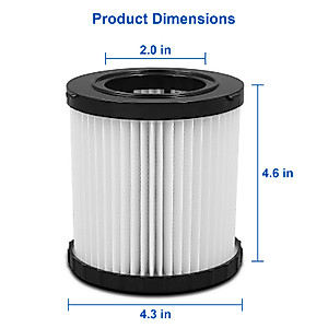 DCV581H Vacuum Filters for Dewalt DCV580H DCV581H DCV5801H 20V Vacuum, Washable Reusable High Efficiency Replacement Filter 4 Pack