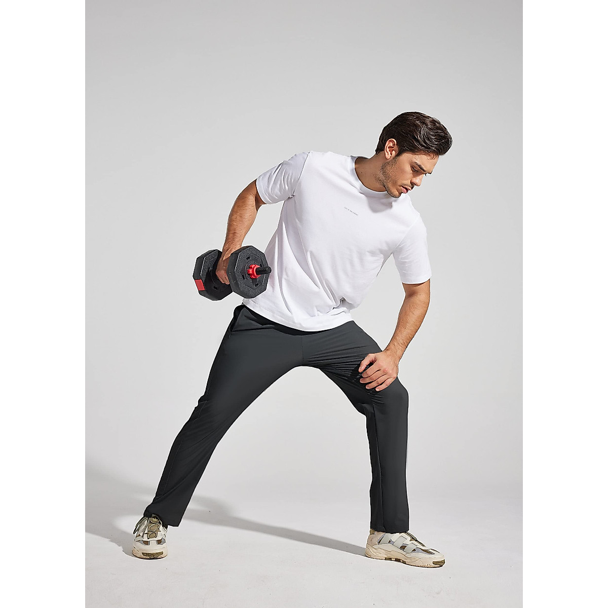 Willit Men's Running Pants with Zipper Pockets Open Bottom Quick Dry Lightweight Track Pants Athletic Workout Deep Gray L