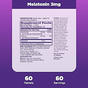 Natrol Melatonin 3 mg, Dietary Supplement for Restful Sleep, Sleep Supplements for Adults, 60 Melatonin Tablets, 60 Day Supply
