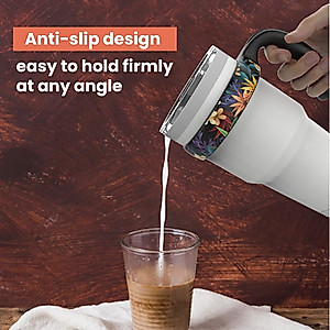 HOUSYLOVE for YETI 30 Oz Tumbler Handle, Handle for YETI 30 Oz Tumbler with Anti-Slip Colorful and Floral Design, Black,1 Pack