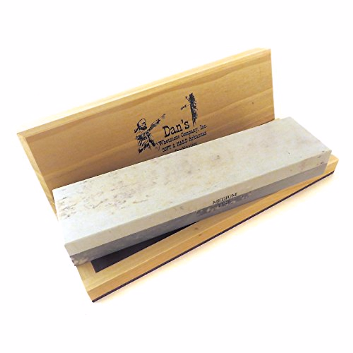 Genuine Arkansas Combination Soft (Medium) and Hard (Fine) Knife Sharpening Bench Stone Whetstone 8" x 2" x 1" in Wood Box MFC-8-C