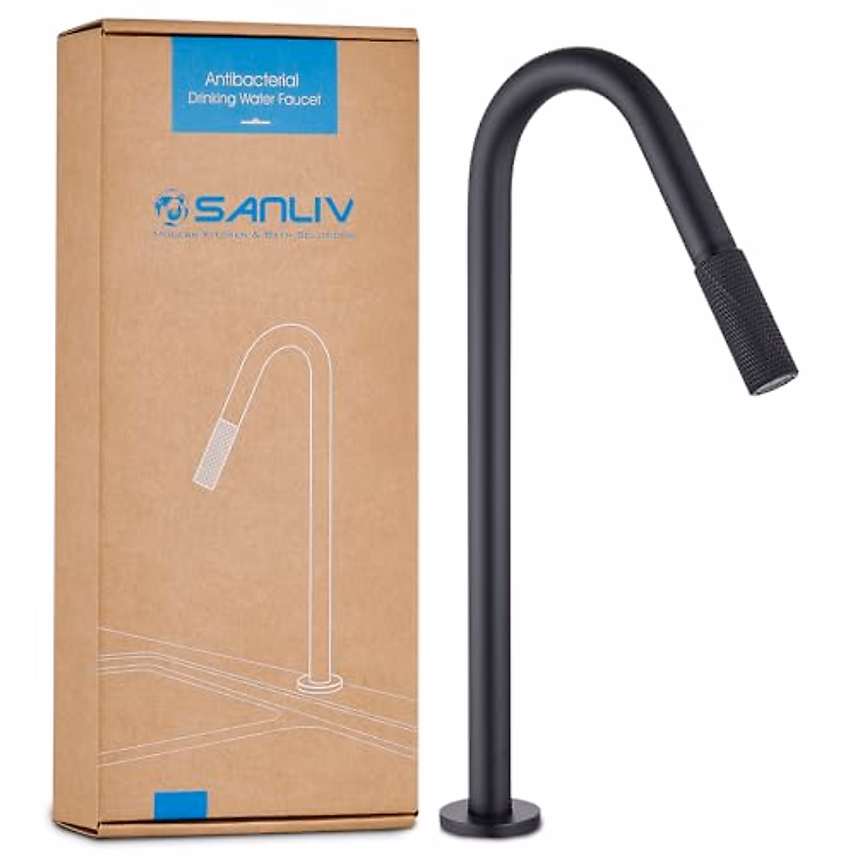 Sanliv Drinking Water Purifier Faucet,Matte Black RO Faucet,Filtered Water Faucet for Kitchen Bar Sink,Pure Cold Water Filter Tap for Reverse Osmosis Filtration System