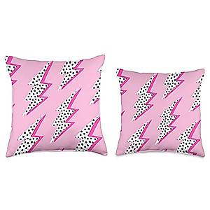 Pink Lightning Bolt Throw Pillow, 16x16, Multicolor