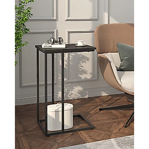 Innerjoin C Shaped End Table, C Side Table for Sofa, Couch and Bed, Tv Tray Table fits Small Space, Living Room Bedroom, Black