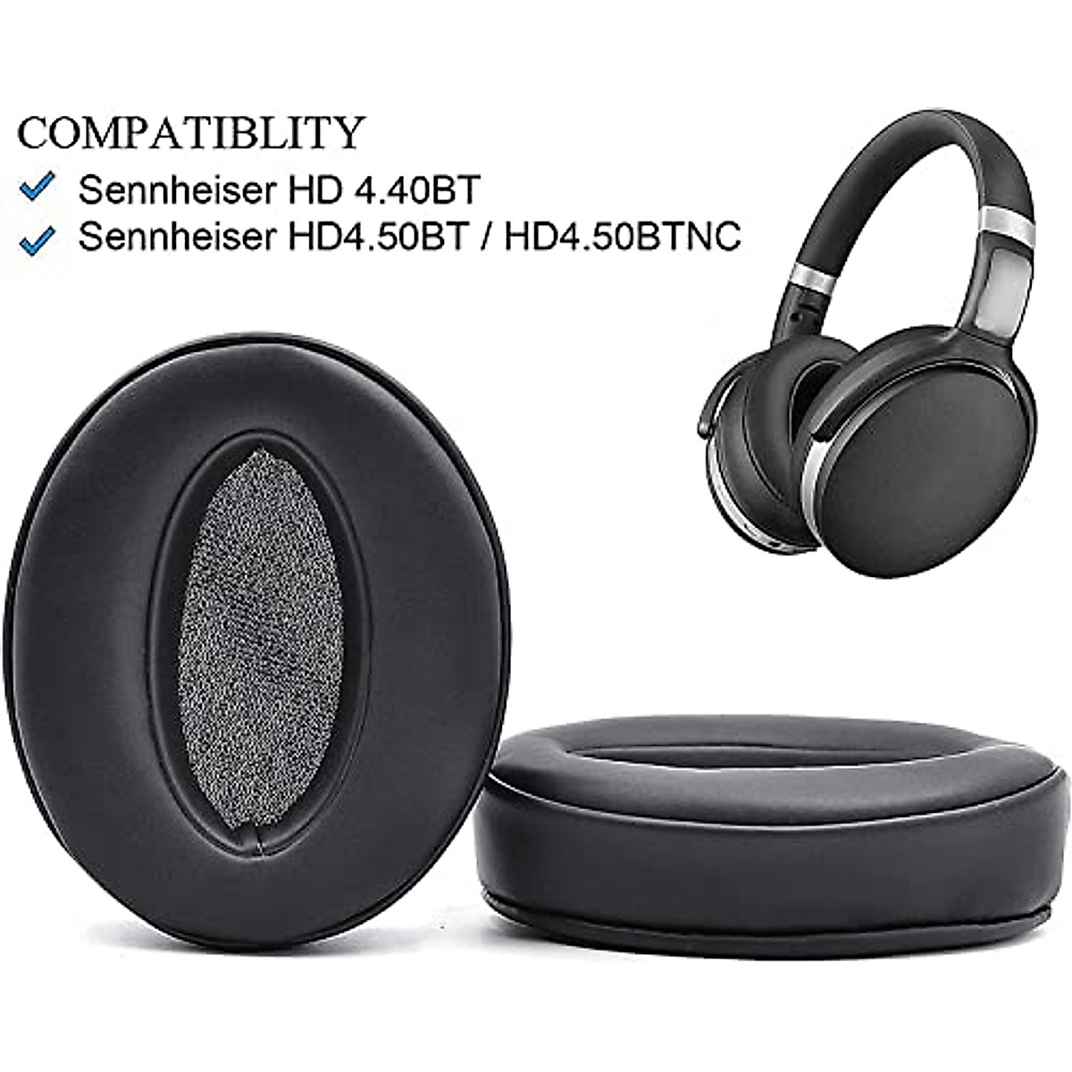 HD4.50bt Ear Pads Cushion Replacement Earpads Compatible with Sennheiser HD 4.50BT, HD 4.50, HD 4.50BTNC, HD 4.50SE, HD 4.40BT, HD 4.30G, HD 4.20S, HD 458BT, HD 450, HD 400S, HD 350BT Headset
