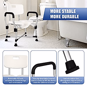 HEINSY Widened Shower Chair with Armrests and Back - Upgraded U-Shaped Shower Seat for Elderly, Handicap, Disabled, Seniors & Pregnant - Supports Up to 350 lbs