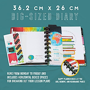 Happy Planner 12-Month Teacher Lesson-Planner Box Kit, Includes Dated Teacher Planner and More, July 2023–June 2024, Big Size, Teacher Notes Theme, 14 1/2 Inches by 10 1/4 Inches