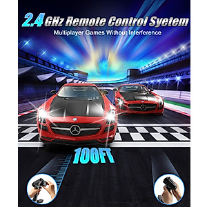 AEROQUEST Remote Control Car, 1:14 Scale Mercedes Benz Rc Cars Officially Licensed 15Km/h Fast Toy Car 7.4V 500mAh with Led Light 2.4Ghz Drift Car for Adults Boys Girls Birthday, Red