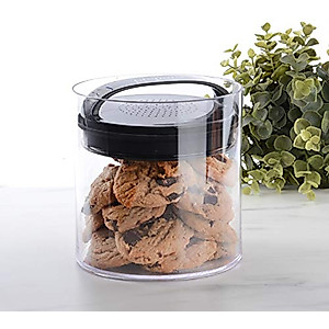 Prepara Evak Fresh Saver, Large-Short Airless Canister with Black handle, 1.8 Quart, Clear