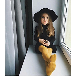 Wide-Brim Kids Girls Floppy-Hat Vintage Fedora Hats for Girl Boho Felt Bowler-Cap 3 to 8 Years (3-8 Years, Black)