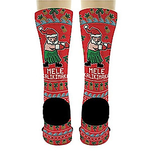 ThisWear Secret Santa Gifts Mele Kalikimaka Socks Santa Themed Gifts Holiday Gifts 6-Pair Novelty Crew Socks