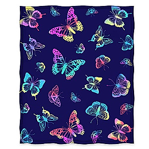Jekeno Butterfly Flying Blanket Cozy Smooth Lightweight Soft Print Throw Blanket for Kid Adult Gift 50"x60"