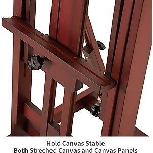 MEEDEN Multi-Function Studio Easel,H-Frame Easel,Painting Easel for Adults,Artist Easel,Floor Easel,Solid Beech Wood Easel w/Front Wheels,Holds Canvas Art up to 77" - Walnut