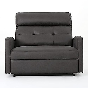GDFStudio Hana Plush Cushion Tufted Back Loveseat Recliner (Microfiber/Slate)
