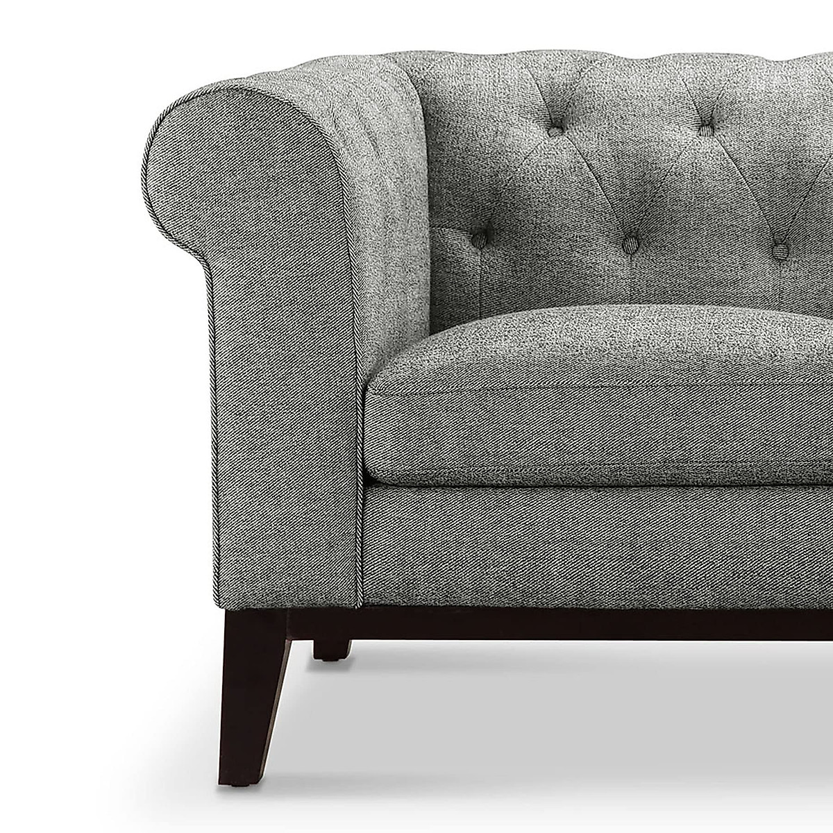Abbyson Living Cecelia Fabric Loveseat - Chesterfield Style, Linen Upholstery, Gray