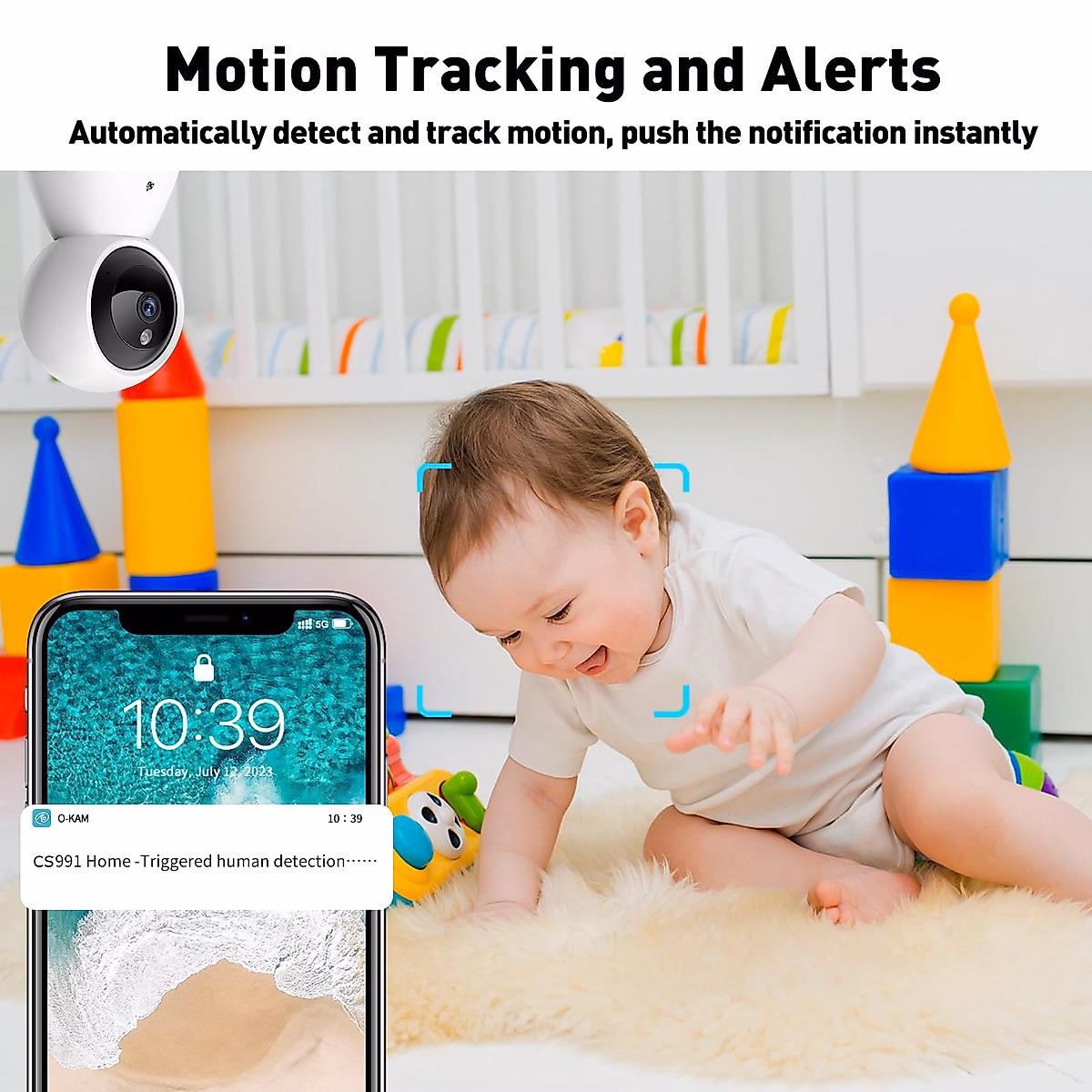 BJR 2K HD Security Camera Indoor, 5G & 2.4G WiFi Camera, Pan/Tilt Pet Camera with Motion Detection, Night Vision, 2-Way Talk, Home Cam with 64G SD Card Included