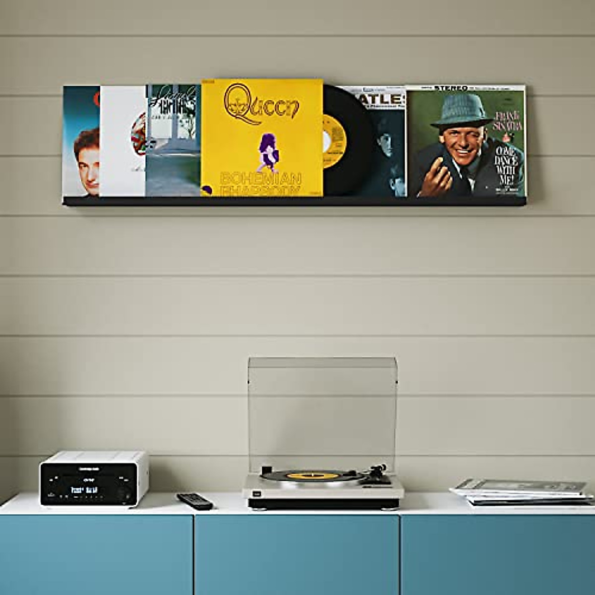 Wallniture Denver 46" Black Floating Shelf for Wall Collage, Picture Ledge Shelf for Living Room Decor