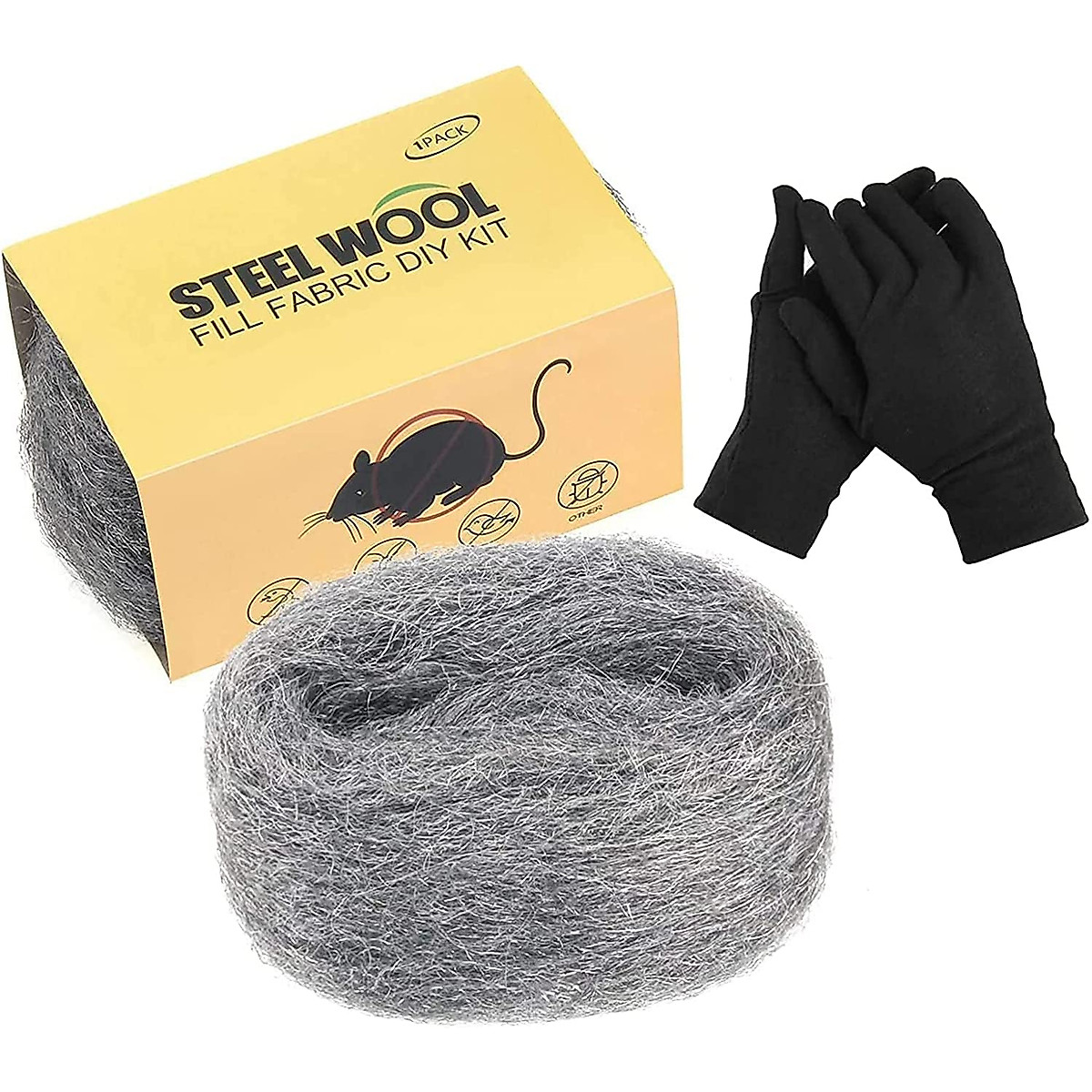 Steel Wool for Mice Control 2 Pack 2.2" x 16Ft with Gloves,DIY Fill Fabric Kit for Gap Blocker, Vents, and Wall Cracks, Flexible and Durable, Ideal for Garden, House, Garage, Keeps Mice Away