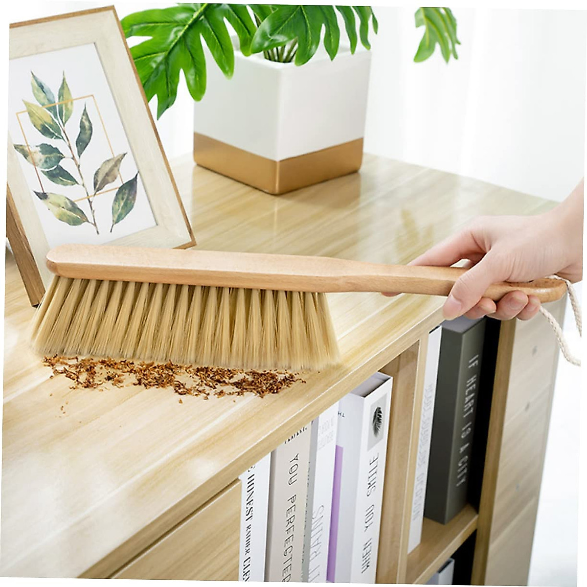 KOMBIUDA Wooden Bed Brush Hand Broom Duster Cleaning Brushes Drafting Brush Bench Brush for Cleaning Best Broom Cleaning Soft Bristle Cleaning Brush Soft Cleaning Brush Hand for Cleaning