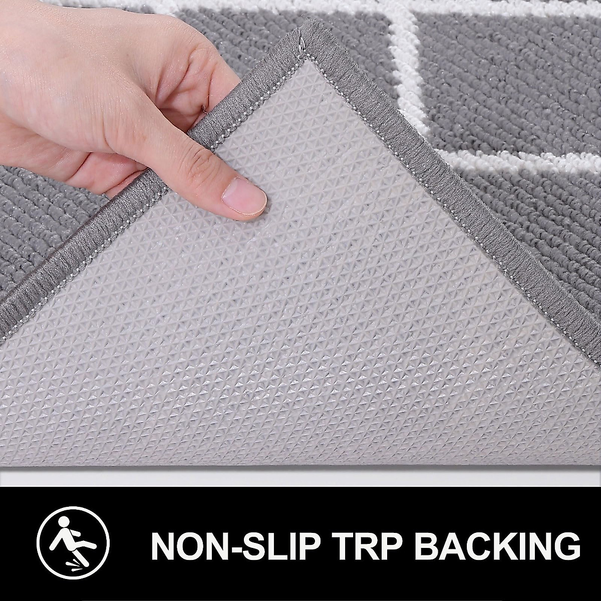 Finchitty Indoor Door Mat, Non-Slip Absorbent Resist Dirt Entrance Mat, Washable Mats for Entryway, Low-Profile Inside Floor Doormat, 32" x 20", Grey