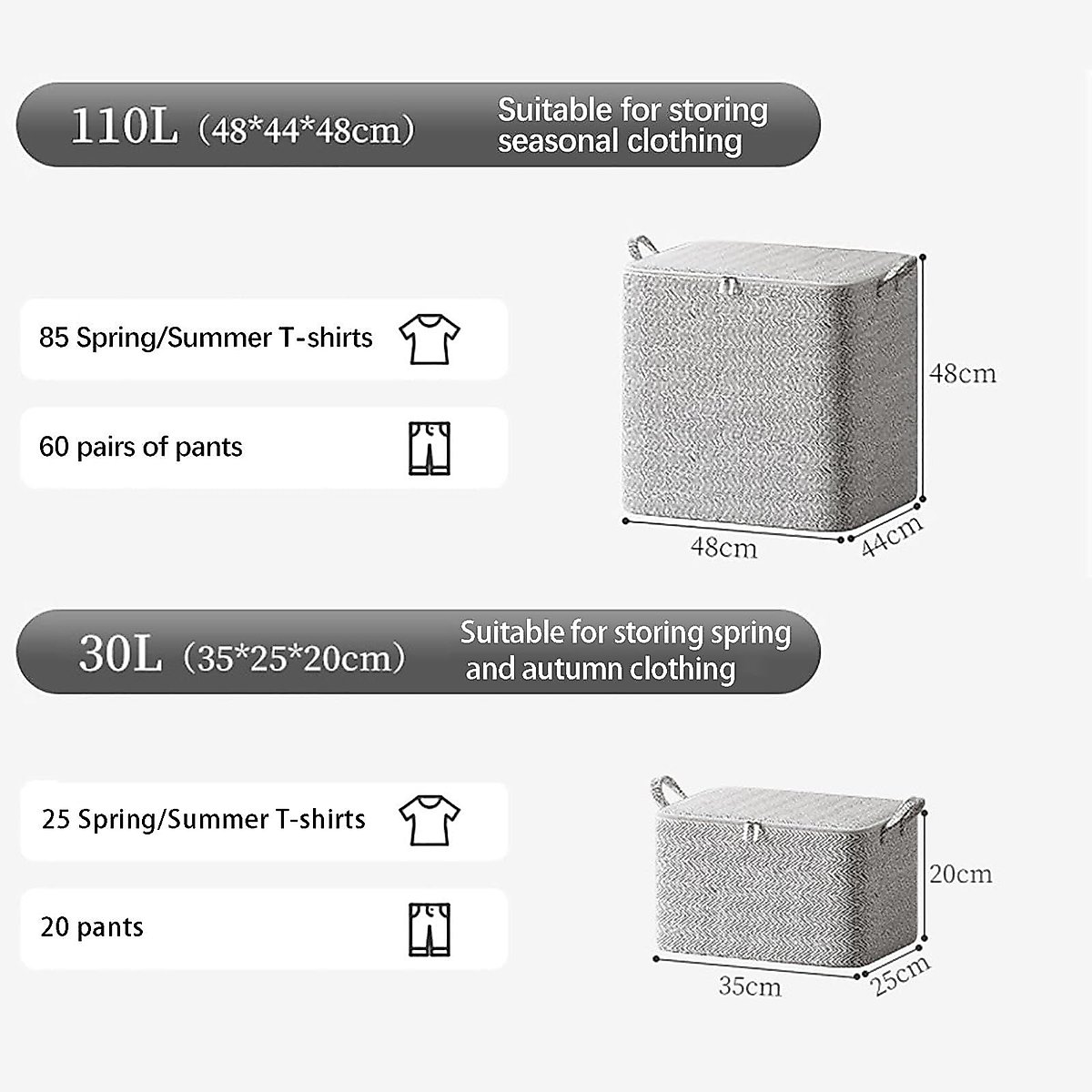 Large Blanket Storage Containers, Collapsible Storage Bins with Lids, Zip Storage Cube Bins with Handles Storage Cubes for Clothes Books (A, one size)