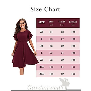 Gardenwed Beige Women's Cocktail Dress Ruffle Short Sleeve A Line Swing Flared Midi Party Homecoming Dresses Champagne 2XL