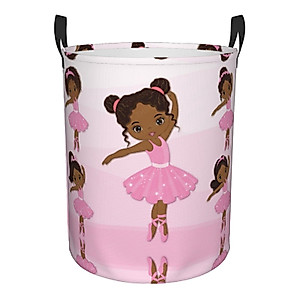 Gbuzozie Cute African American Black Girl Round Laundry Hamper Storage Basket Toys Clothes Organizer Bin For Home Bathroom Bedroom Dorm Nursery, 38l