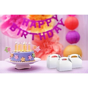 ValBox Treat Boxes 30 Pack White Paper Gable Gift Boxes - Goodies Favor Box for Kids' Birthday Party, Wedding, Baby Shower, 6.2 x 3.5 x 3.5 Inches