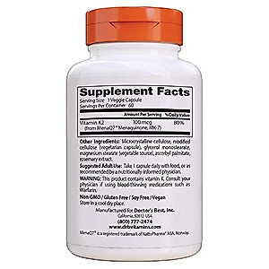 Doctor's Best Natural Vitamin K2 Mk-7 with MenaQ7, 60 Count