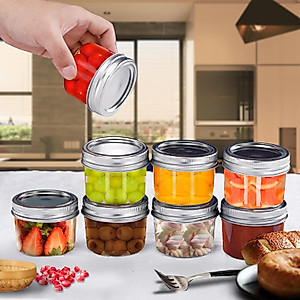 ZALSSKE Small Mason Jars, 8 Pack 4oz Glass Jars with Lids,Mini Mason Jars Removable Split Lid, Mini Canning Jars for Jelly Herbs Spice Honey Storage, Small Glass Jars Candle jars,
