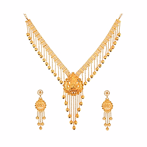 Efulgenz Indian Style Bollywood Fashion Gold Tone Wedding Bridal Pendant Locket Tassel Choker Collar Necklace Earrings Jewelry Set gold