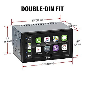 BOSS Audio Systems Marine Rated Weatherproof MRCP9685A Apple CarPlay Android Auto Multimedia Player - Double Din, 6.75 Inch LCD Touchscreen, Bluetooth, USB Port, A/V Input, AM/FM, No CD-DVD
