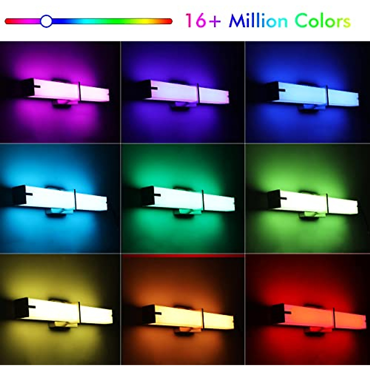 CLOUDY BAY 24 Inch Smart WiFi LED Bathroom Vanity Light,RGB Color Changing Vanity Lighting,Compatible with Alexa and Google Home Assistant,No Hub Required,25W 2700K-6500K,CRI90+ Damp Location