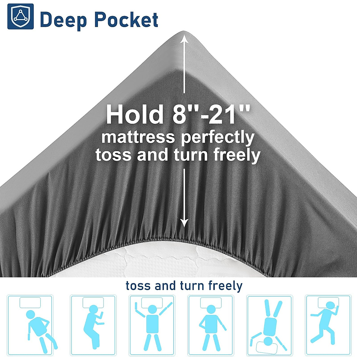 Extra Thick Queen Mattress Topper, Breathable Ultra Soft 1300 GSM Down Alternative Filled Fitted Mattress Protector 8-21" Deep Pocket, Comfort Support Back Mattress Pad Cover (60x80 in,Grey)