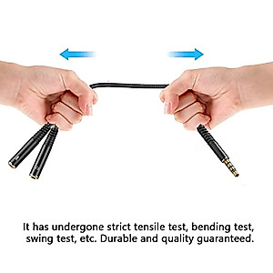 Headset Splitter，Suitable for 1 TRRS Headset and Microphone, 3.5mm Audio Splitter Cable Compatible with Cell Phones, Tablets, New Version Laptops