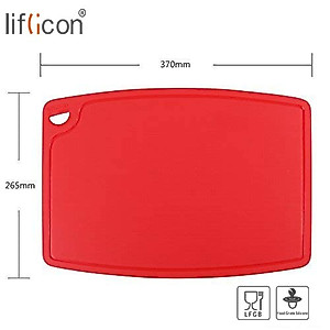 Liflicon Extra Large Thick Silicone Cutting Board 14.6'' x 10.43'' Chopping Board Flexible Cutting Mats Dishwasher Safe-Red