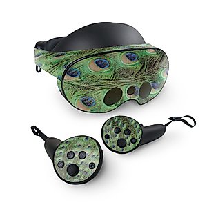 MightySkins Glossy Glitter Skin Compatible with Meta Quest Pro - Peacock Pattern | Protective, Durable High-Gloss Glitter Finish | Easy to Apply, Remove, and Change Styles | Made in The USA
