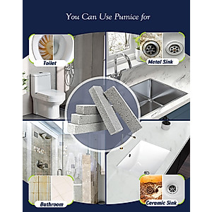 Maryton Pumice Stone for Toilet Bowl Cleaning, Remove Hard Water Rings, Limescale Stains, Calcium Buildup, Iron and Rust, Pumice Stick for Bathtubs, Pool Shower Tiles, Kitchen, Household, 6 Count