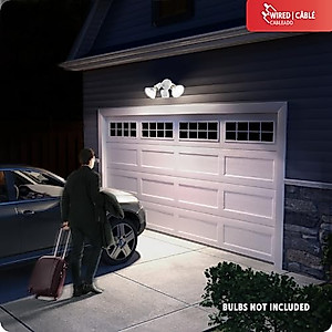 Globe Electric 17000269 110-Degree 240 W Twin Head White Hardwired Motion Sensor Security Flood Light, Spotlight, Outdoor, Outside House Lights