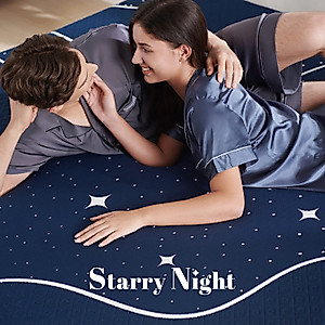 Sweetnight Full Mattress, 12 Inch Hybrid Full Size Mattress in a Box, Gel Memory Foam and Individual Pocket Spring for Motion Isolation, Starry Night Blue