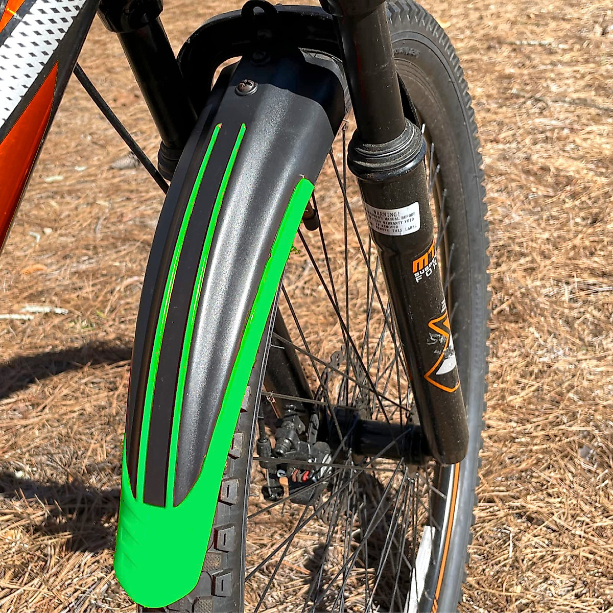 RNX Green Mountain Bike Mud Guard Front and Rear Fenders Set, Wide, Universal, Adjustable