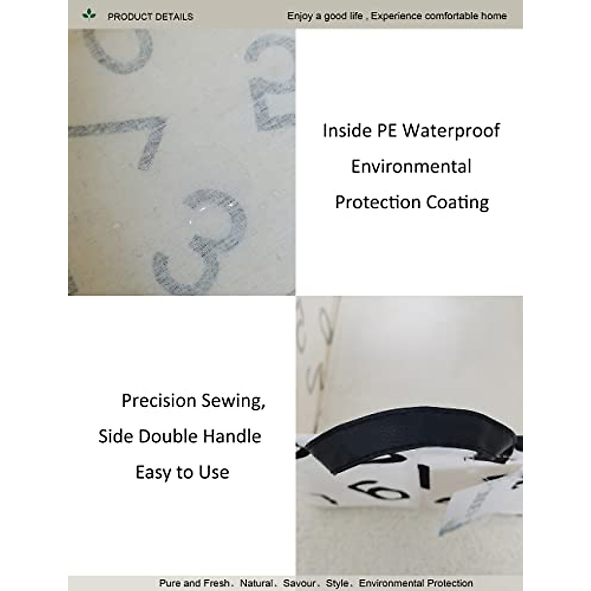 ONOEV 2 Pack Rectangular Fabric storage box,decorative basket and finishing basket with handle are used for the storage of clothes,books and sundries(2 Pack Black number)