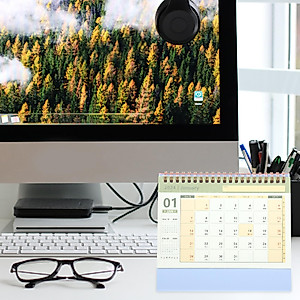 STOBOK 2024 Desk Calendar Tabletop Decor Work Desk Decor Desktop Decor Desk Calendars Office Desk Decorations Desk Pad Calendar Mini Desk Calendar Purple Notebook Bronzing Paper Student