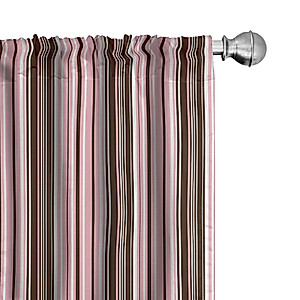 Lunarable Brown Curtains, Little Stars in Circles Pink Hearts Polka Dots on Dark Backdrop, Window Treatments 2 Panel Set for Living Room Bedroom, Pair of - 28" x 84", Brown Pink